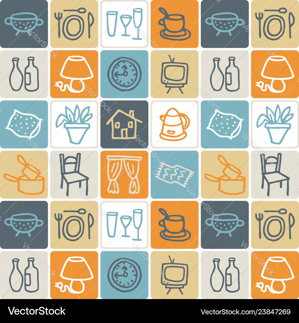 Hand drawn icons set - household 1 Royalty Free Vector Image
