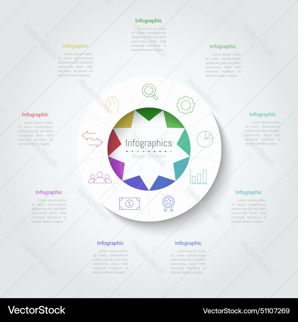 Infographic 9 options design elements Royalty Free Vector