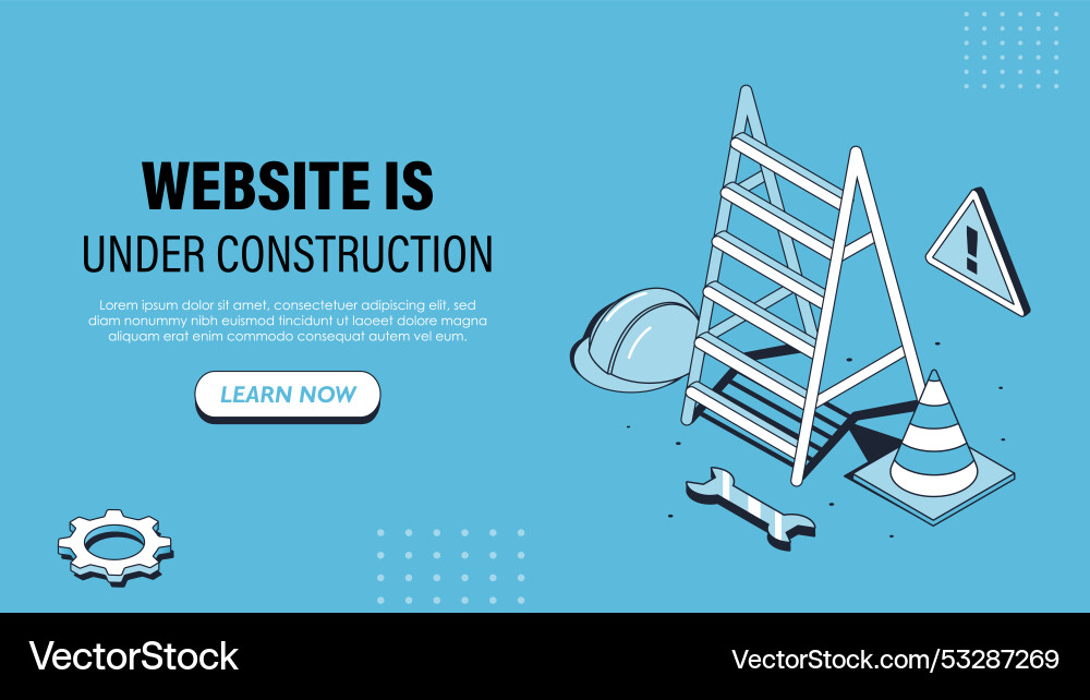 Isometric website under construction poster Vector Image