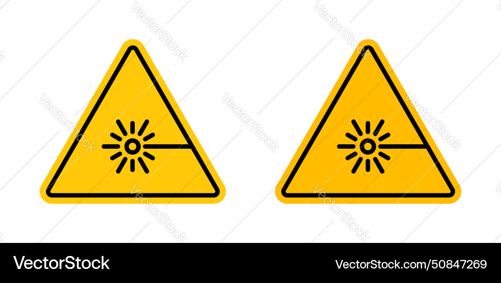 Laser warning icon set notice for areas with Vector Image
