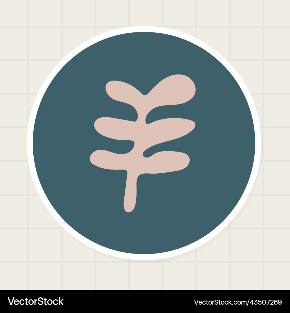 Minimal leaf doodle social story highlight sticker