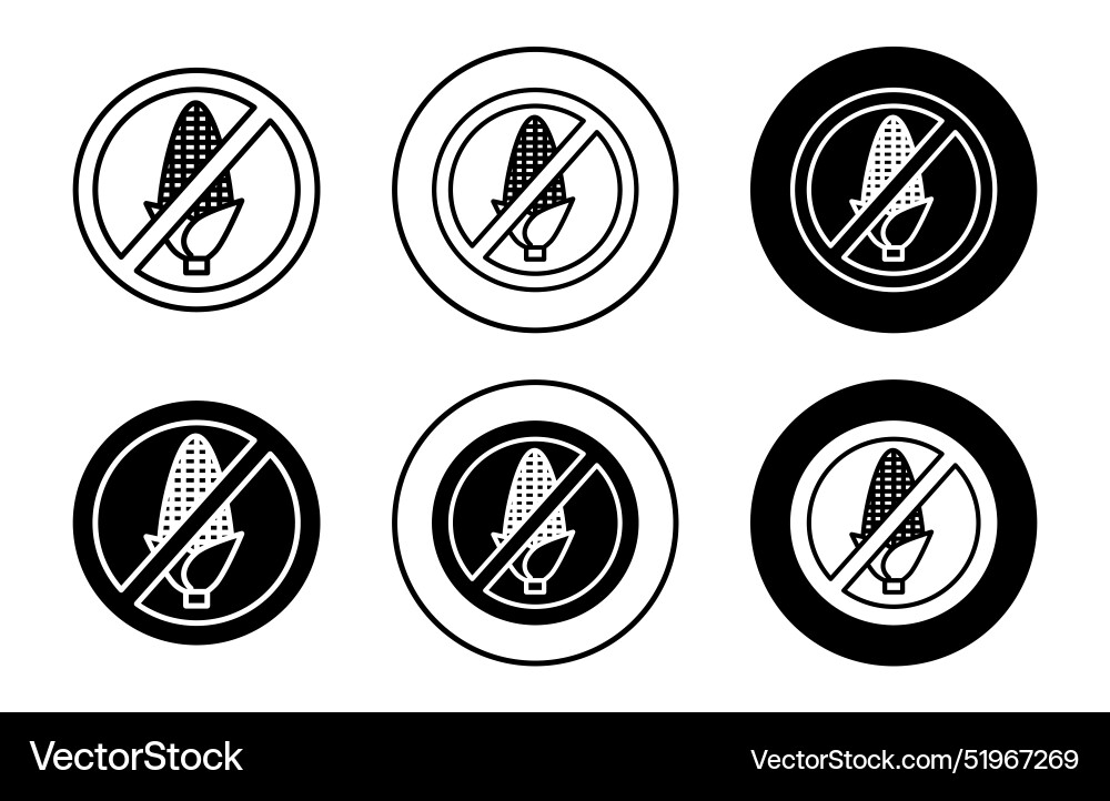 No corn sign flat line icon set thin Royalty Free Vector