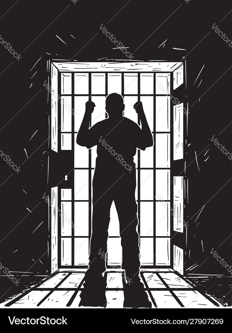 Prisoner in Cell - Dark Art Royalty Free Vector Image