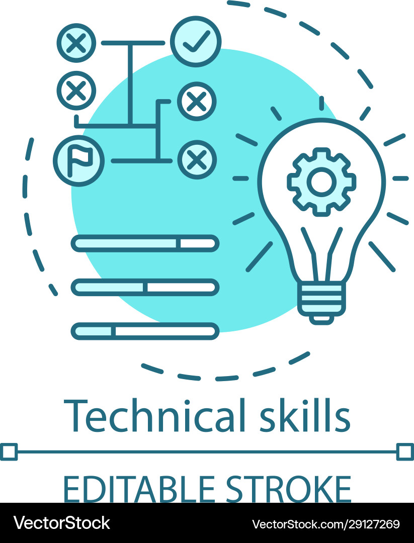 Technical skills turquoise concept icon Royalty Free Vector