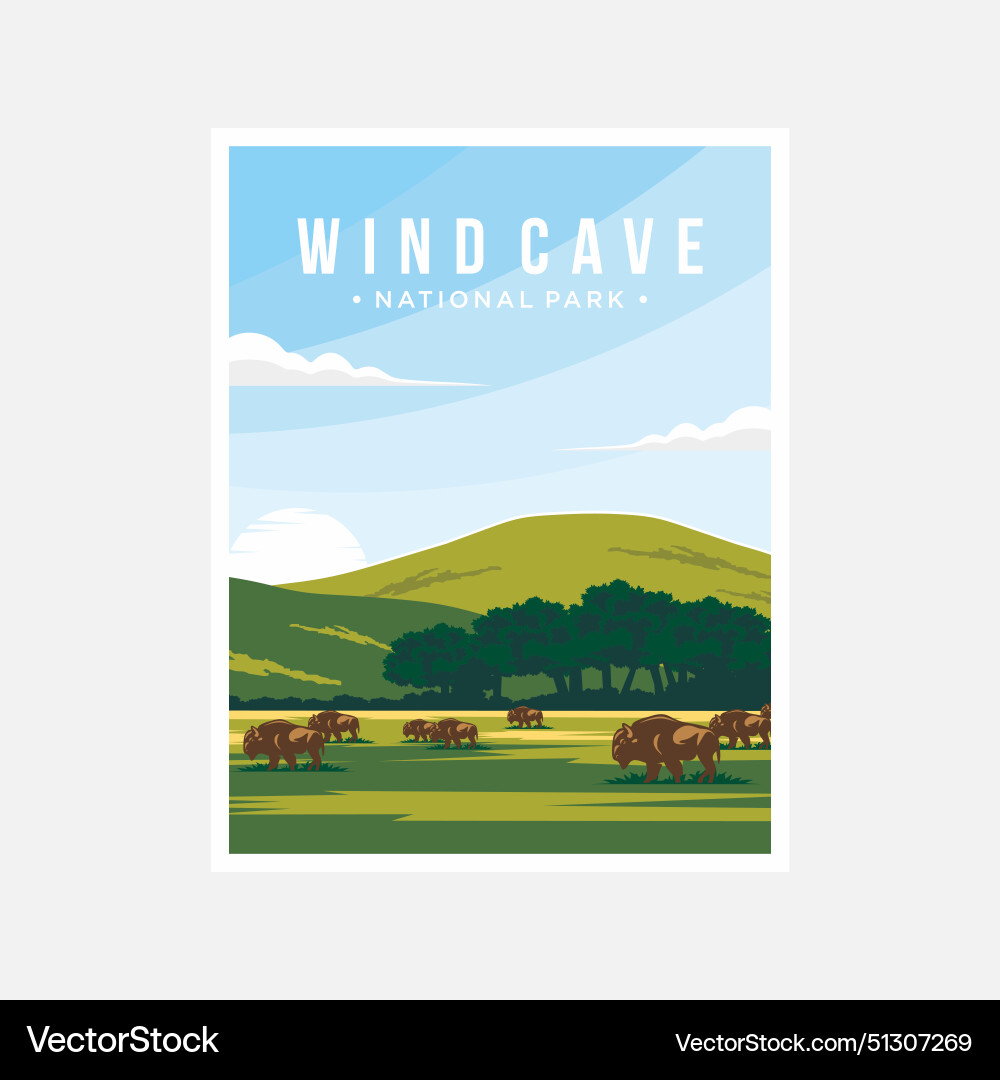Wind cave national park poster Royalty Free Vector Image