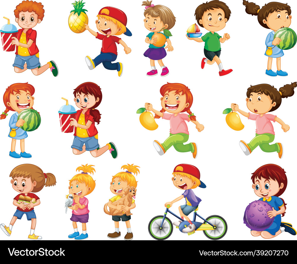 Children doing different activities cartoon Vector Image