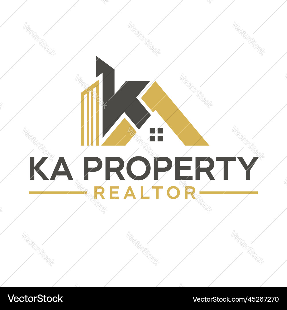 Ka real estate logo design template Royalty Free Vector
