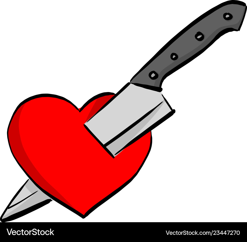 Knife stab red heart shape sketch Royalty Free Vector Image