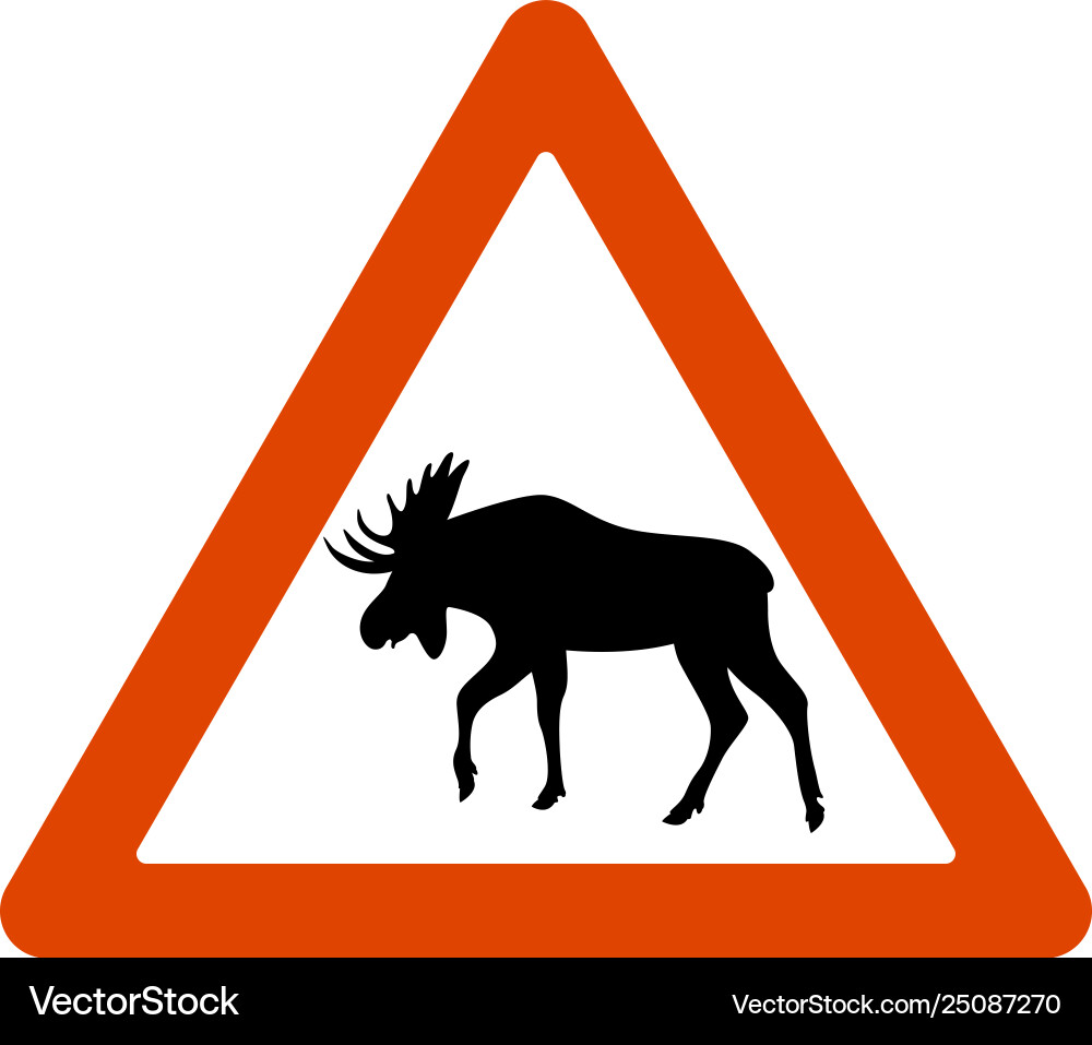 Road sign moose crossing Royalty Free Vector Image