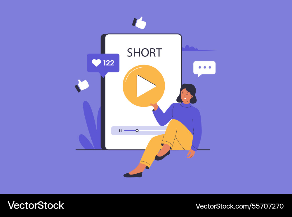 Social media short video concept Royalty Free Vector Image