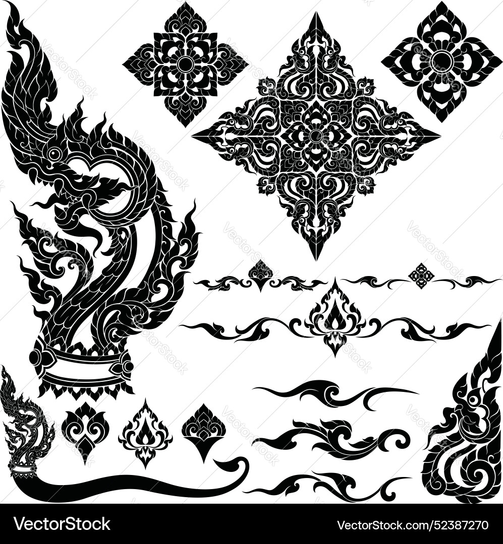 Traditional thai patterns motif for decoration Vector Image