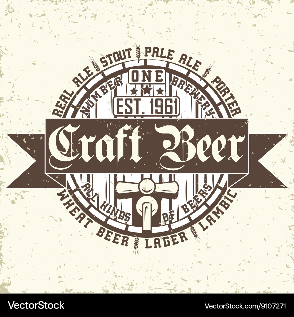 Craft beer emblem Royalty Free Vector Image - VectorStock