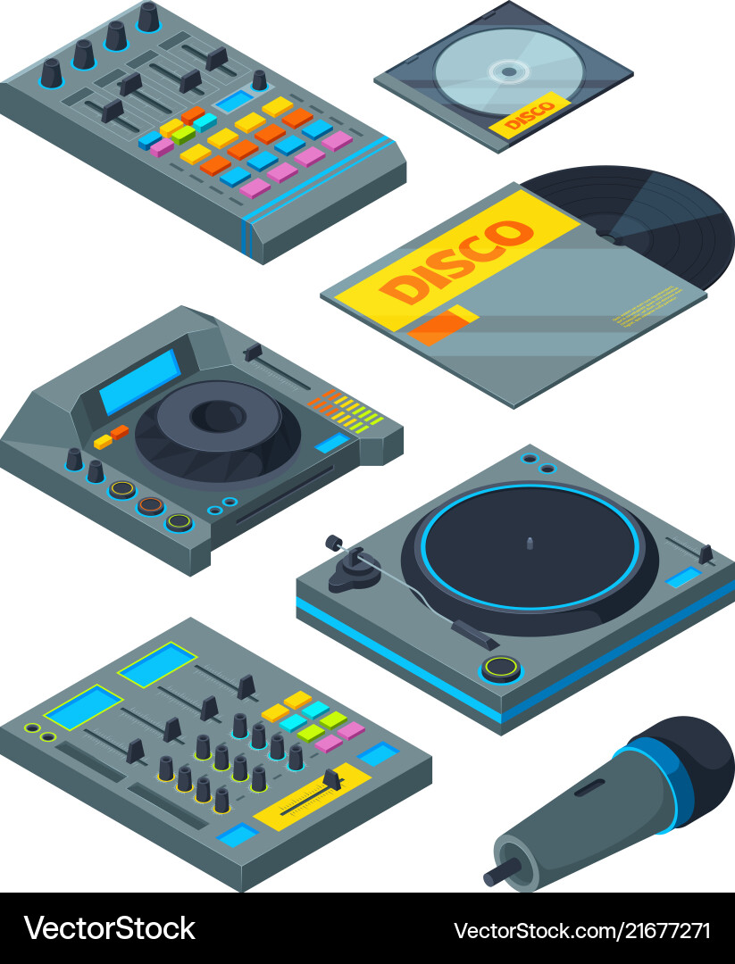 Dj isometric tools various instruments for Vector Image