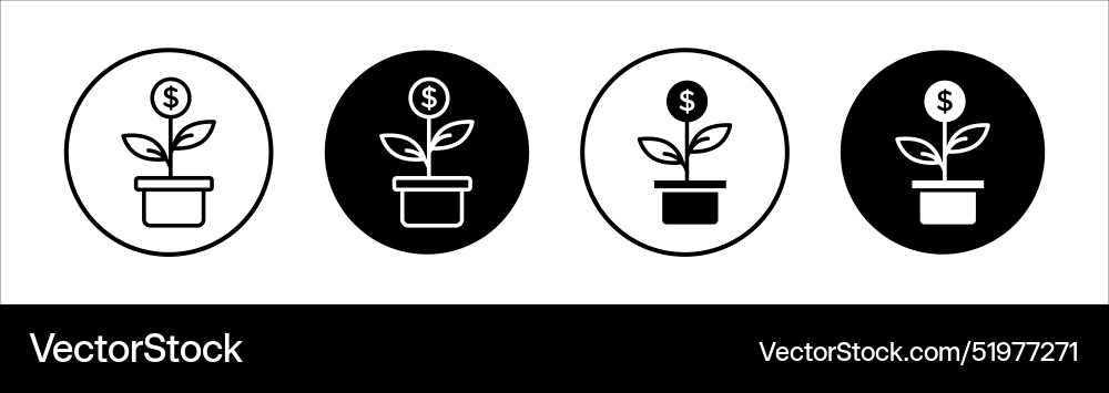 Fund growth flat line icon set thin Royalty Free Vector