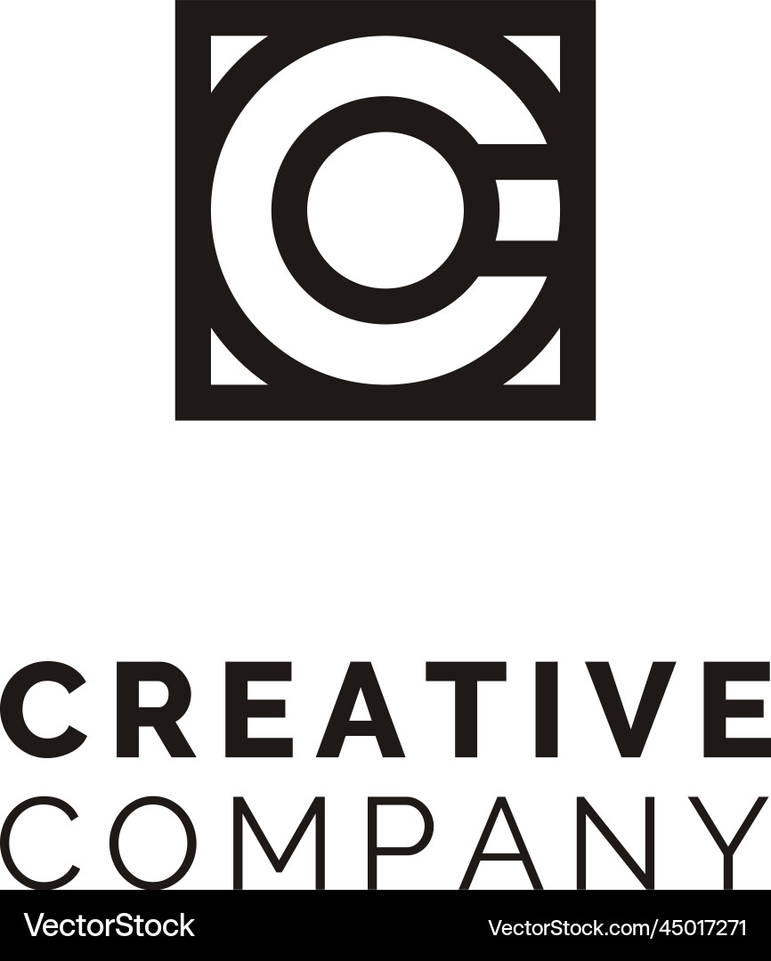 Initial c logo design using circle and square Vector Image