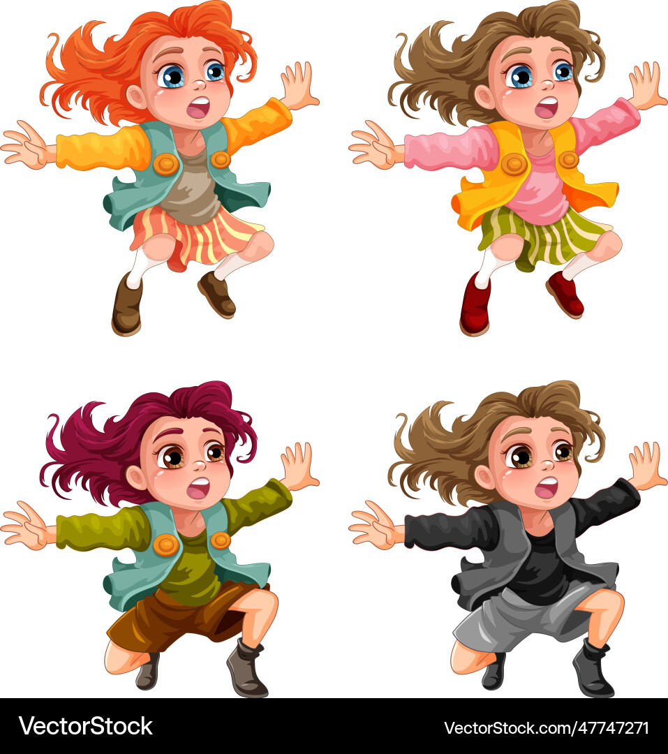 Jumping girl cartoon character Royalty Free Vector Image