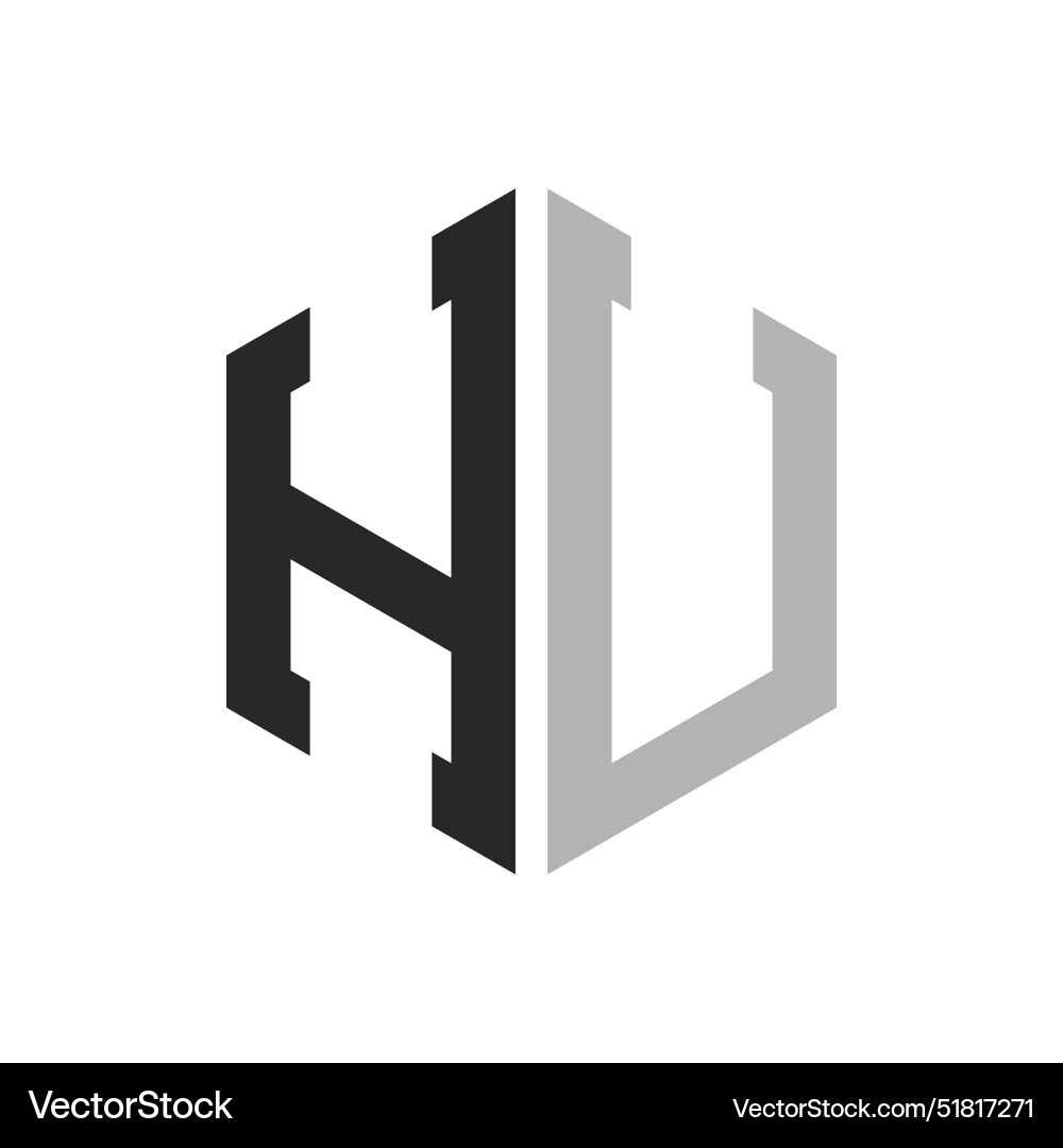 Modern unique hexagon letter hu logo design Vector Image
