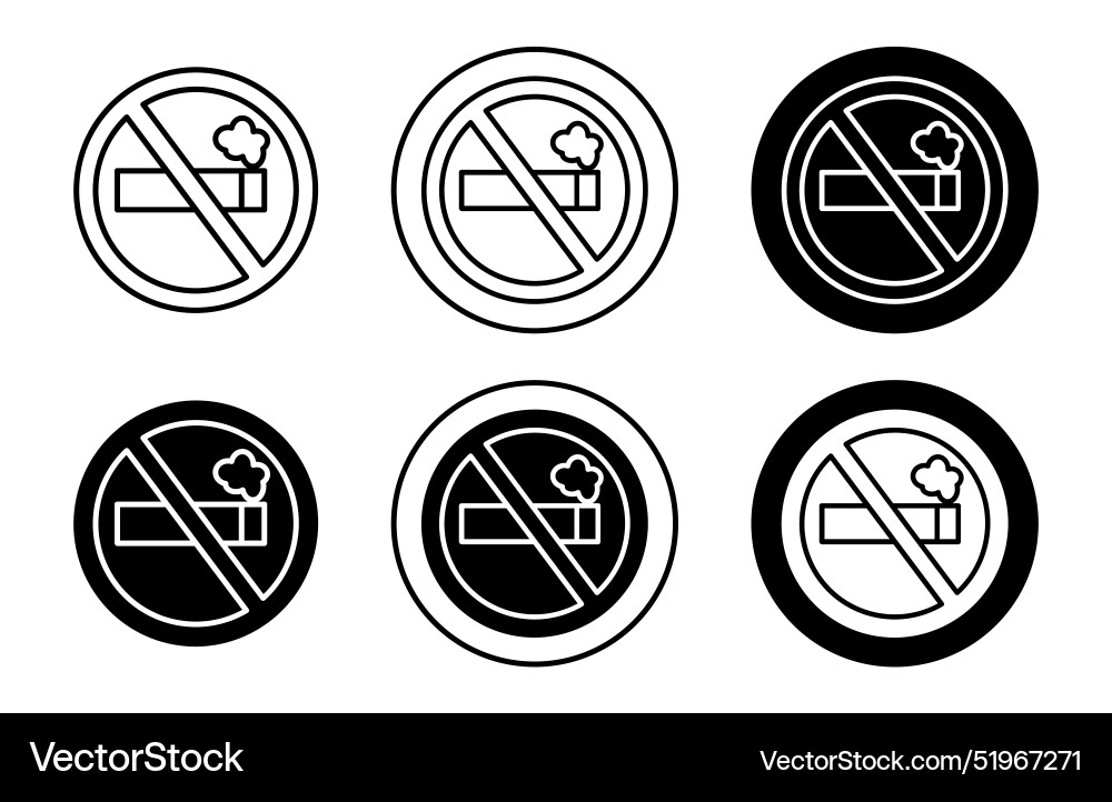 No smoking flat line icon set thin Royalty Free Vector Image