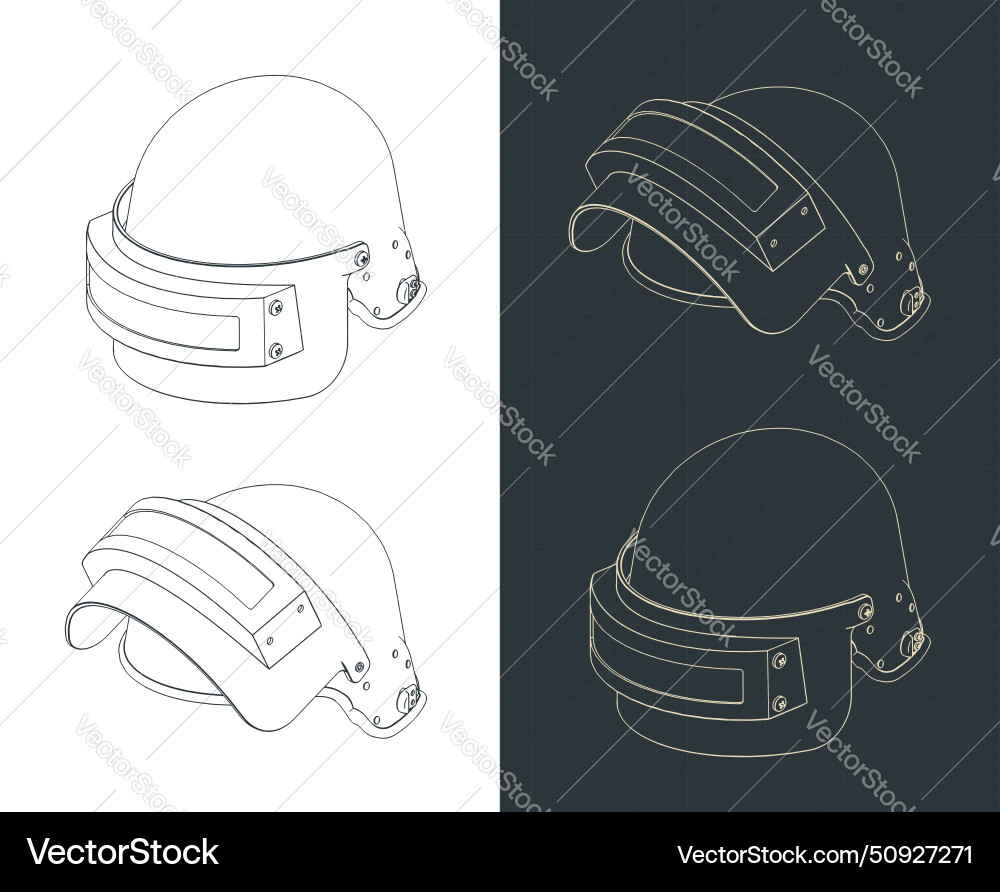 Special forces soldier helmet isometric blueprints