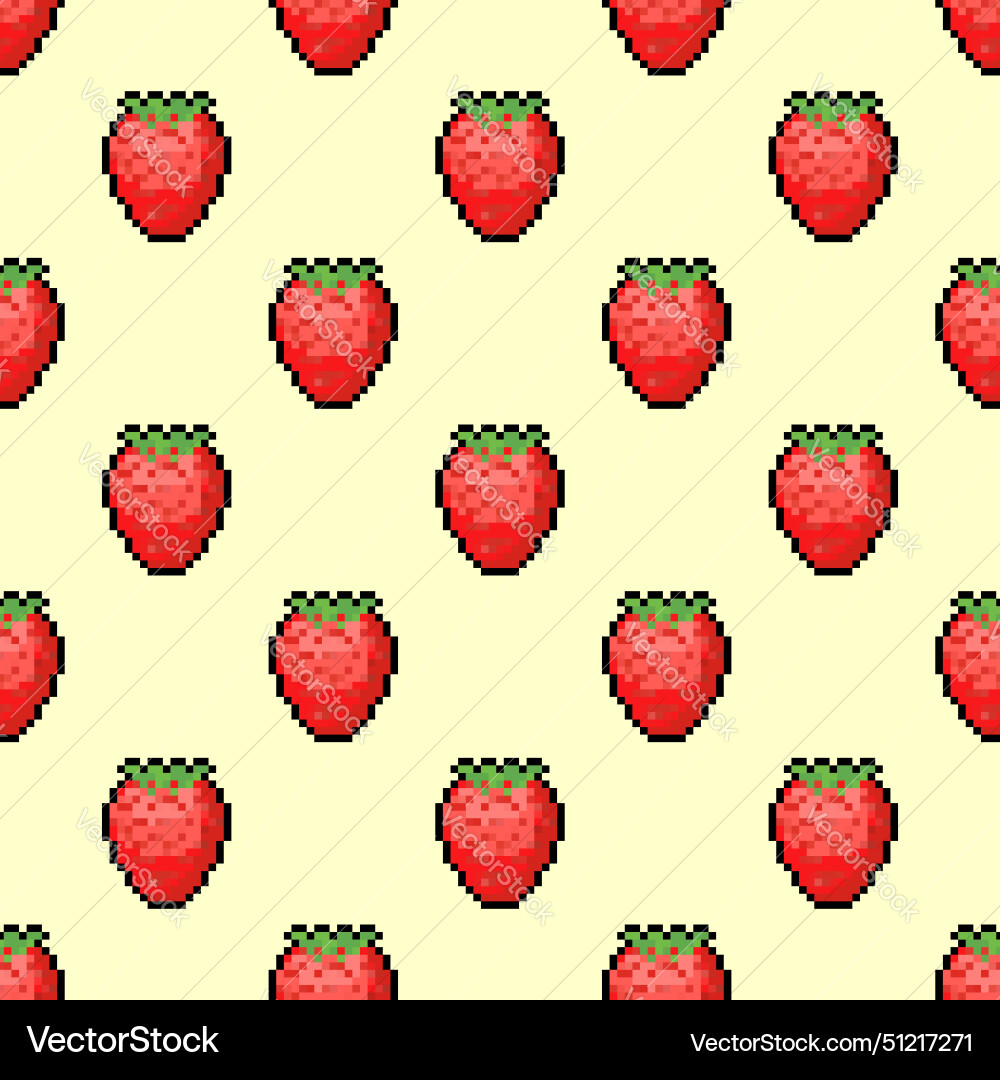 Strawberry pixel art pattern seamless 8 bit red Vector Image Strawberry pixel art pattern seamless 8 bit red Vector Image