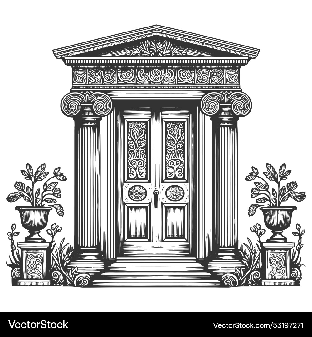 Vintage ornate door architectural details Vector Image