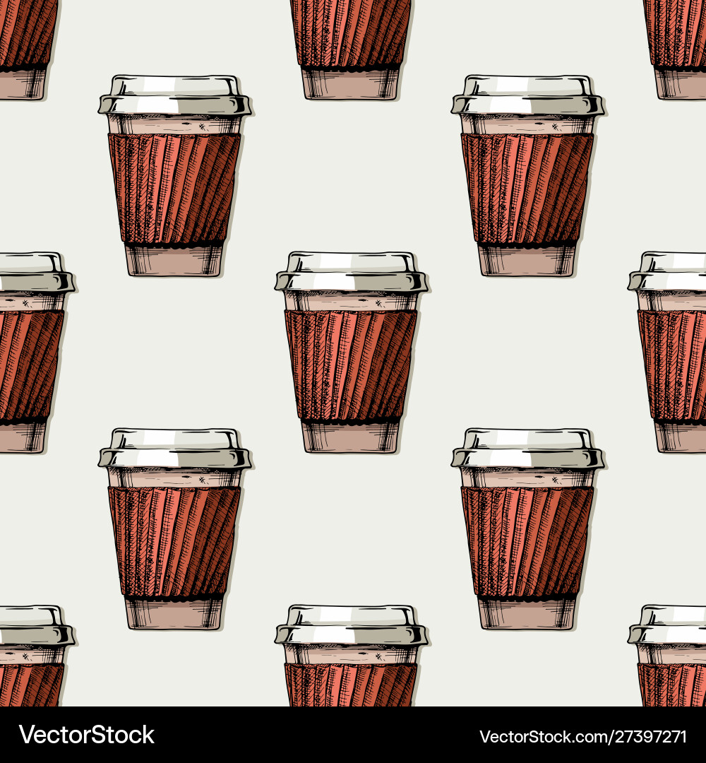 Vintage Paper Cup Pattern Royalty Free Vector Image