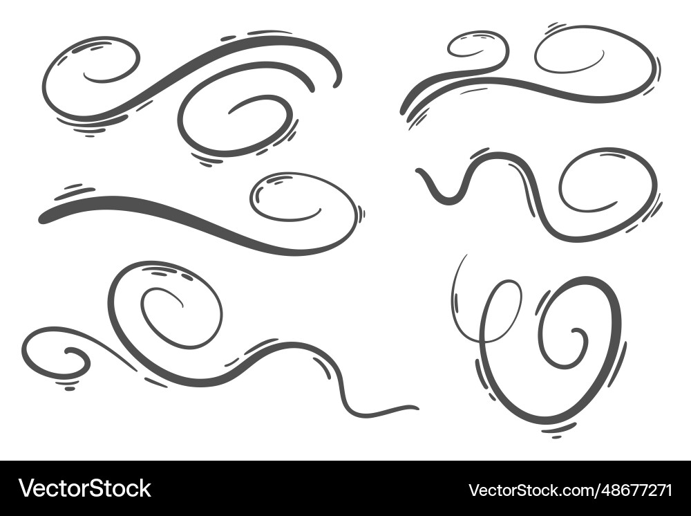 Wind and air motion lines hand drawn cartoon Vector Image