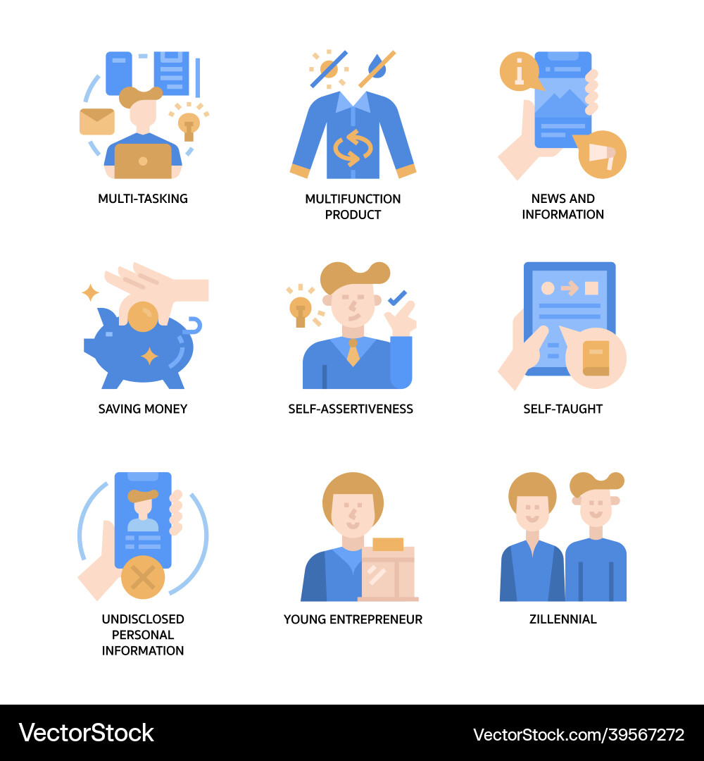 Generation z icons set Royalty Free Vector Image