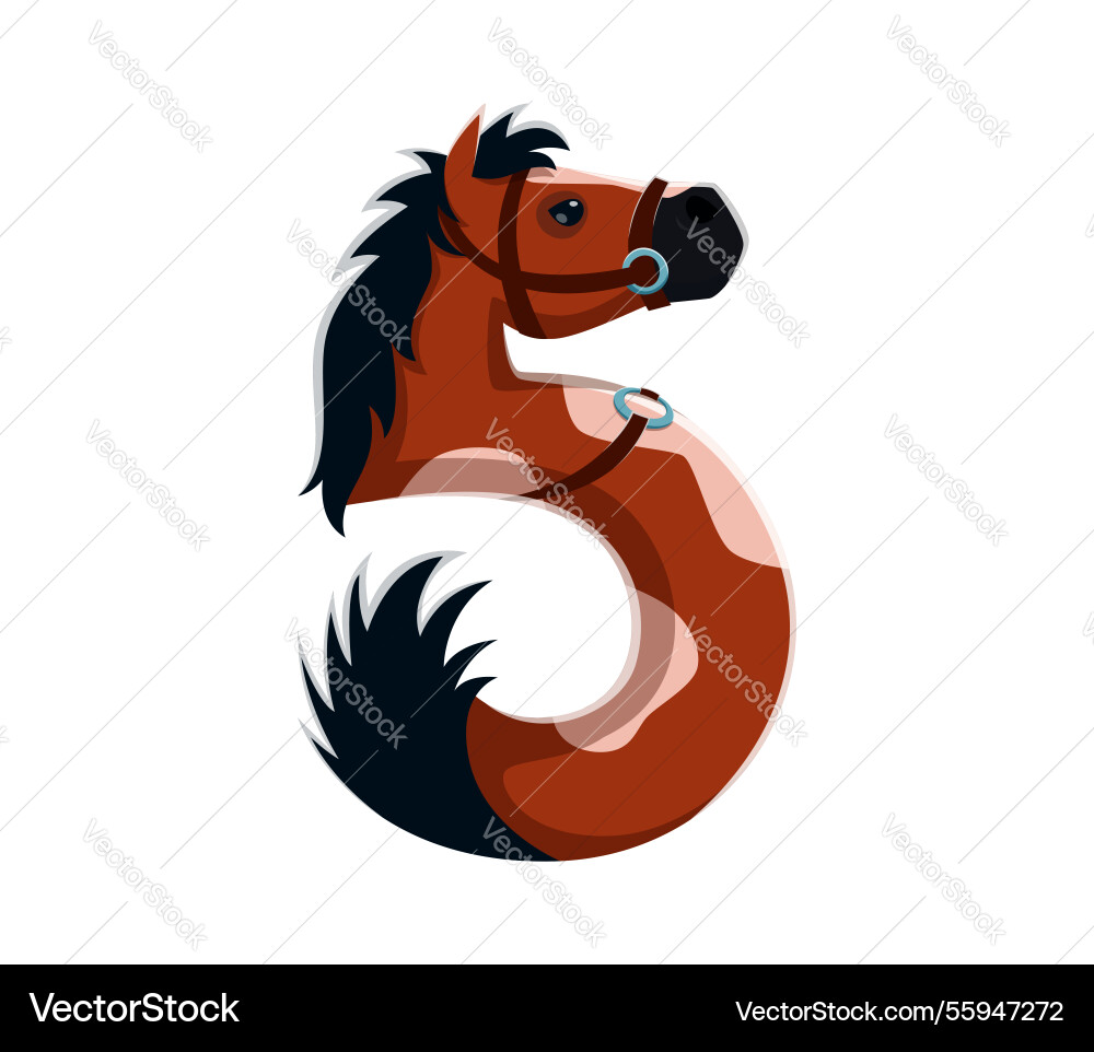 Horse Number Font - Farm Style Royalty Free Vector Image