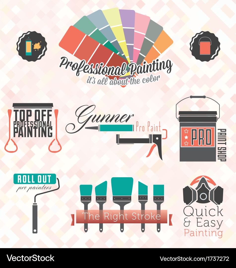 Professional Painting Icons Royalty Free Vector Image