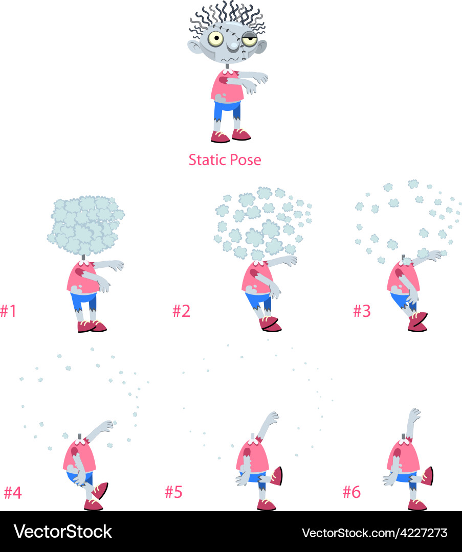 Animation of zombie with explosion head Royalty Free Vector