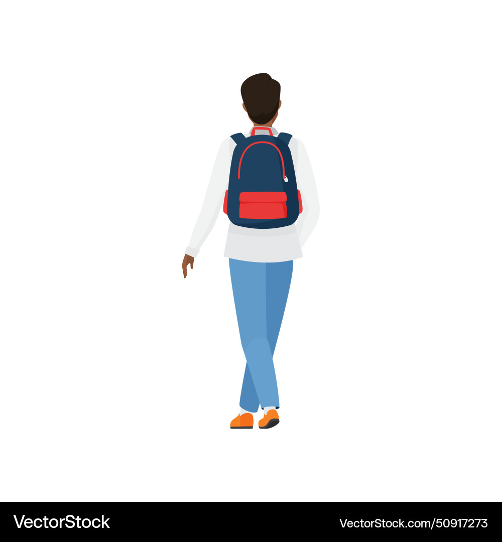 Back view of standing student character Royalty Free Vector
