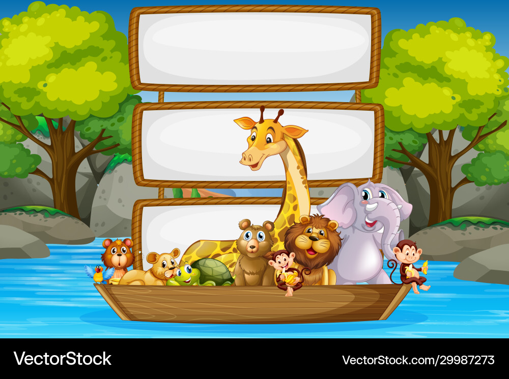 Border template with cute animals Royalty Free Vector Image