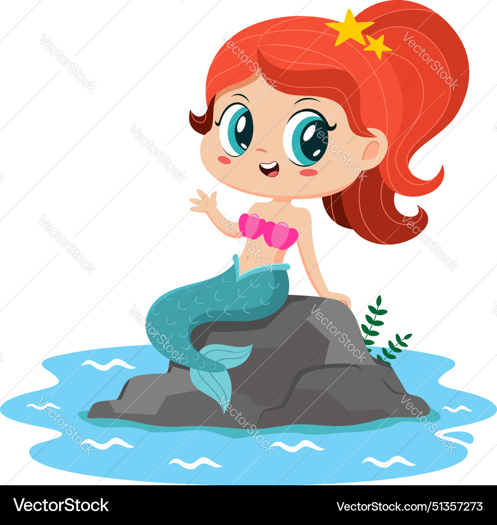 Cute little mermaid girl cartoon character Vector Image