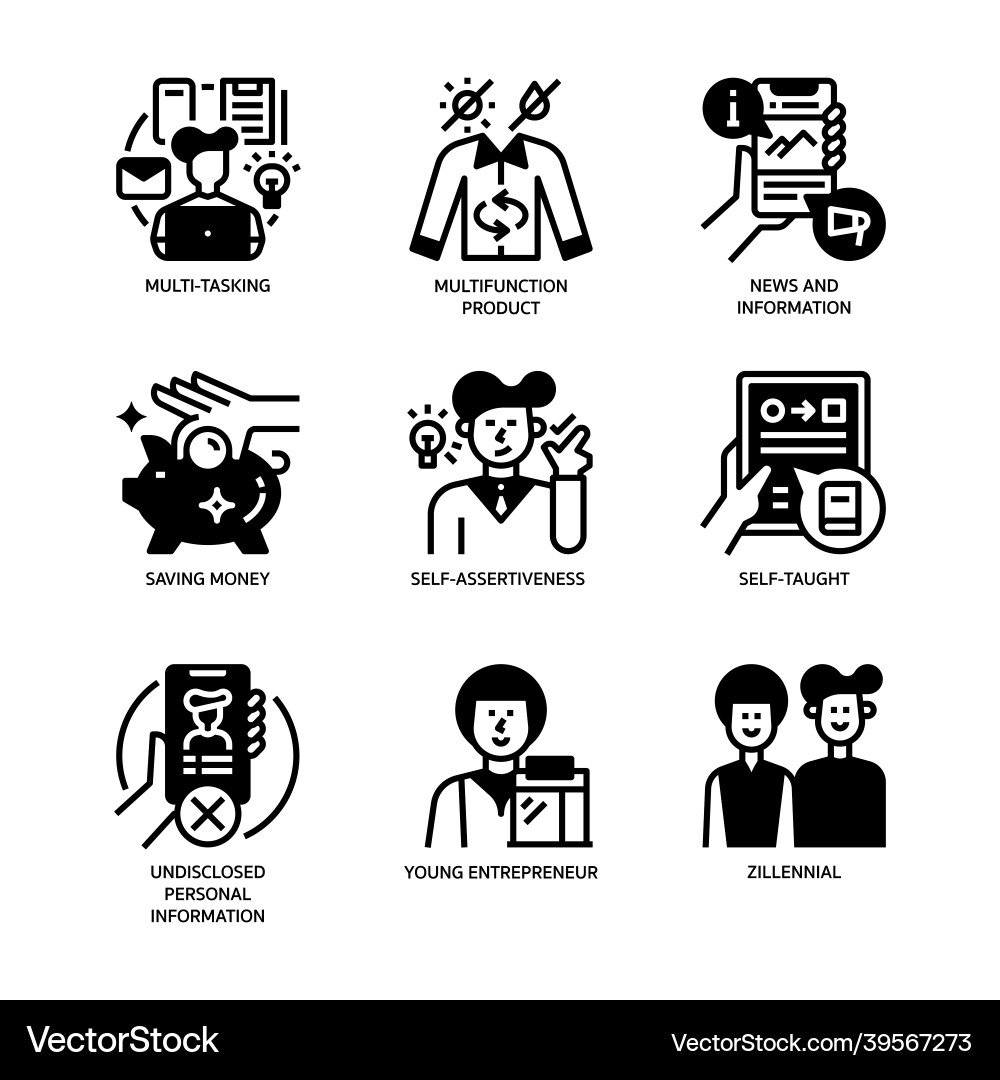 Generation z icons set Royalty Free Vector Image