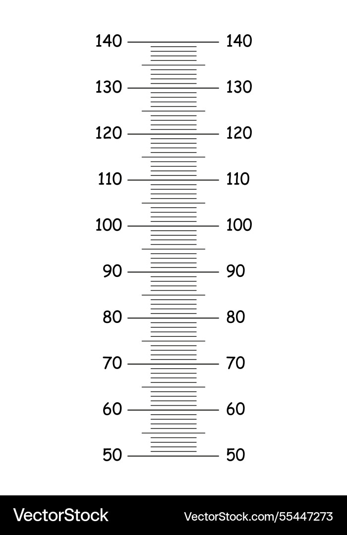 Height chart from 50 to 140 centimeters Royalty Free Vector