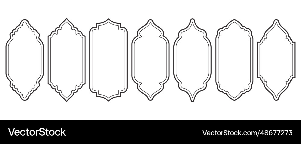 Ramadan frame shapes outline islamic arch Vector Image