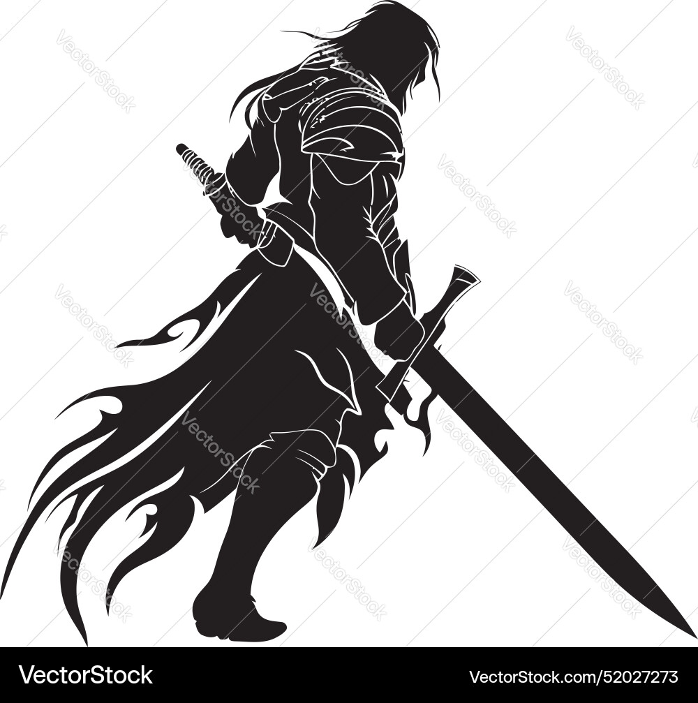 Royal blade black logo design with knight Vector Image