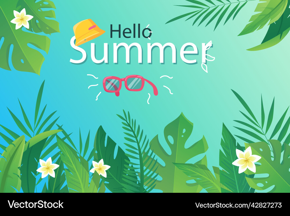 Summer background in flat cartoon design Vector Image