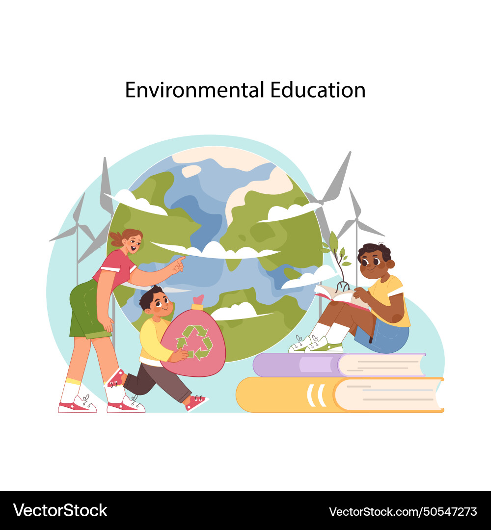 Sustainability education flat Royalty Free Vector Image