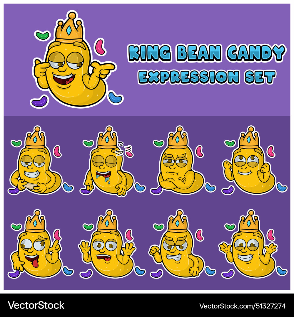 Bean candy expression set mascot cartoon Vector Image
