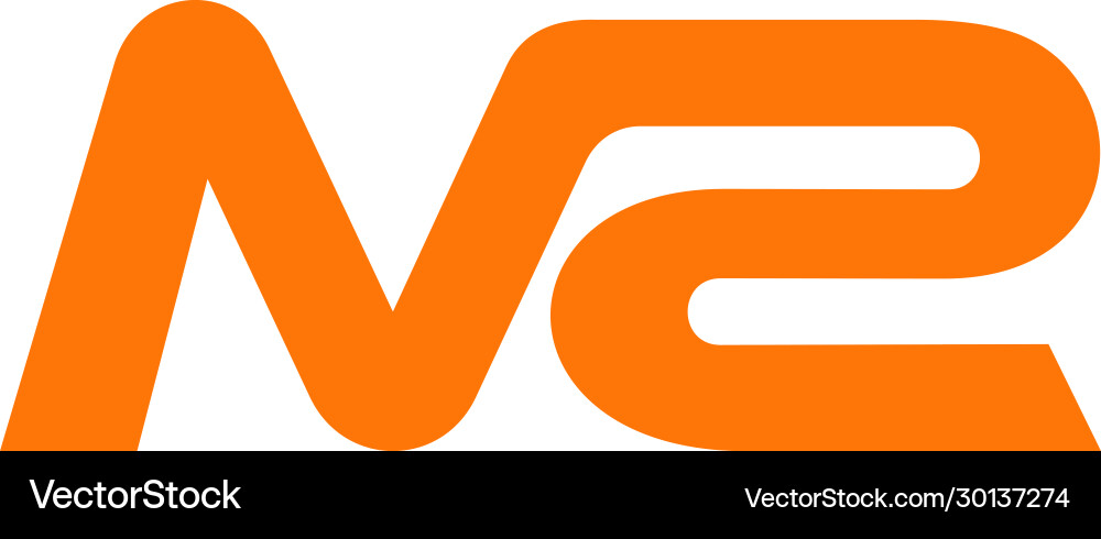 Buchstaben m2 einfach verknüpftes Liniensymbol Vektorbild