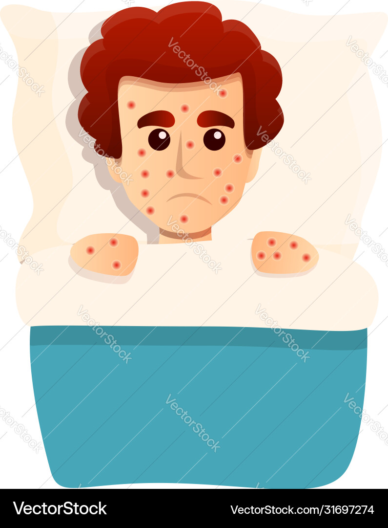 Chicken pox patient icon cartoon style Royalty Free Vector