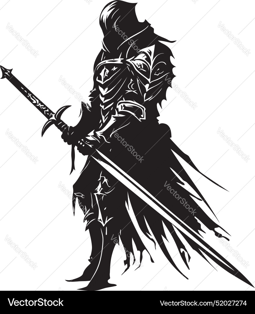 Chivalrous defender knight soldier with raised Vector Image
