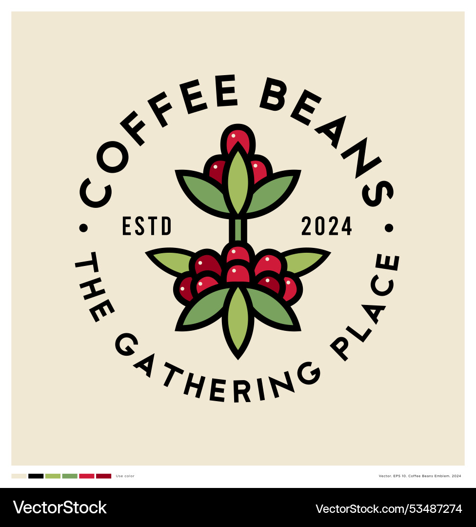 Coffee bean logo symbol ripe berries Royalty Free Vector