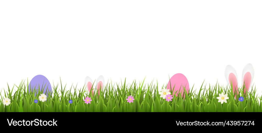 Easter decorative seamless border with green grass