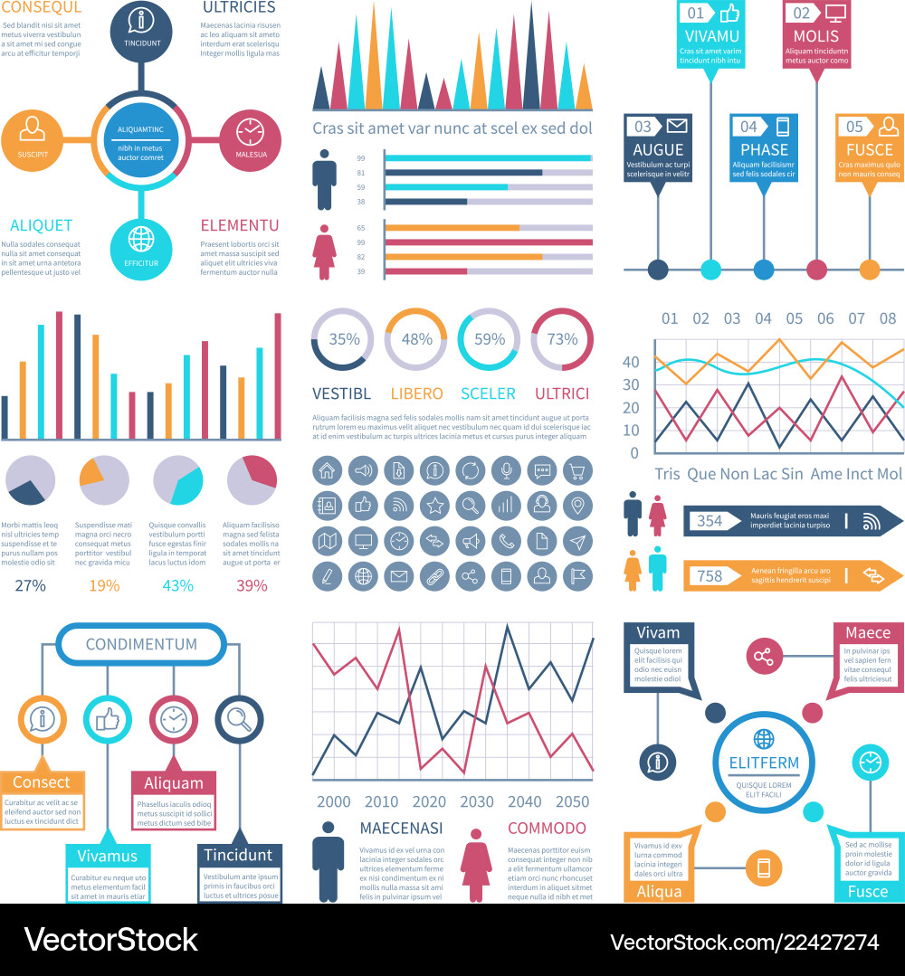 Financial Trend Charts & Graphs Template Vector Image