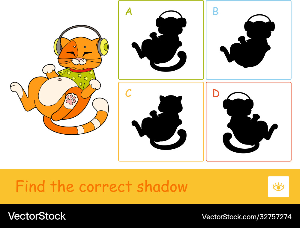 Find correct shadow quiz learning children Vector Image