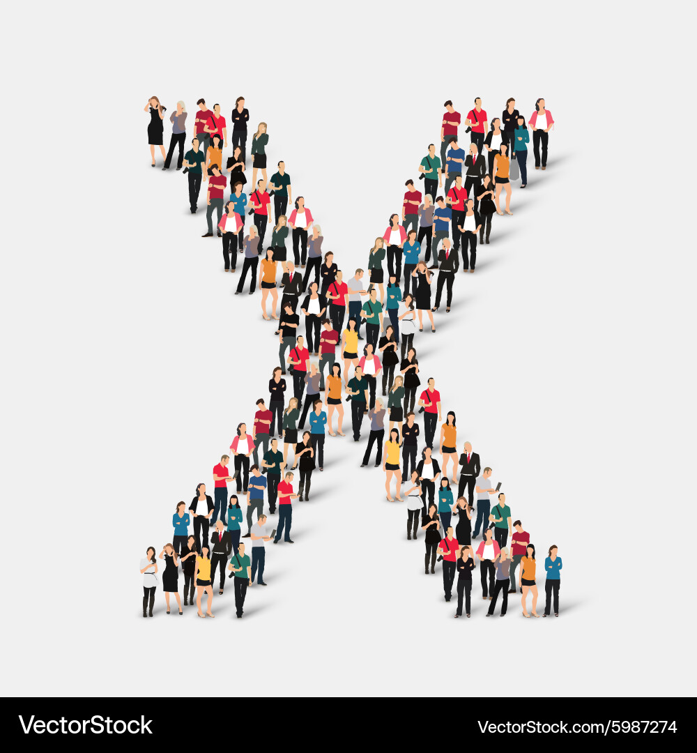 Group people letter form Royalty Free Vector Image