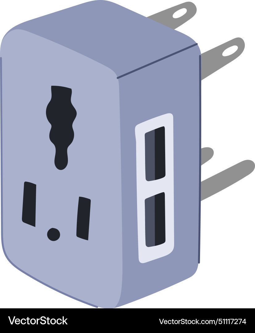 International travel adapter cartoon Royalty Free Vector
